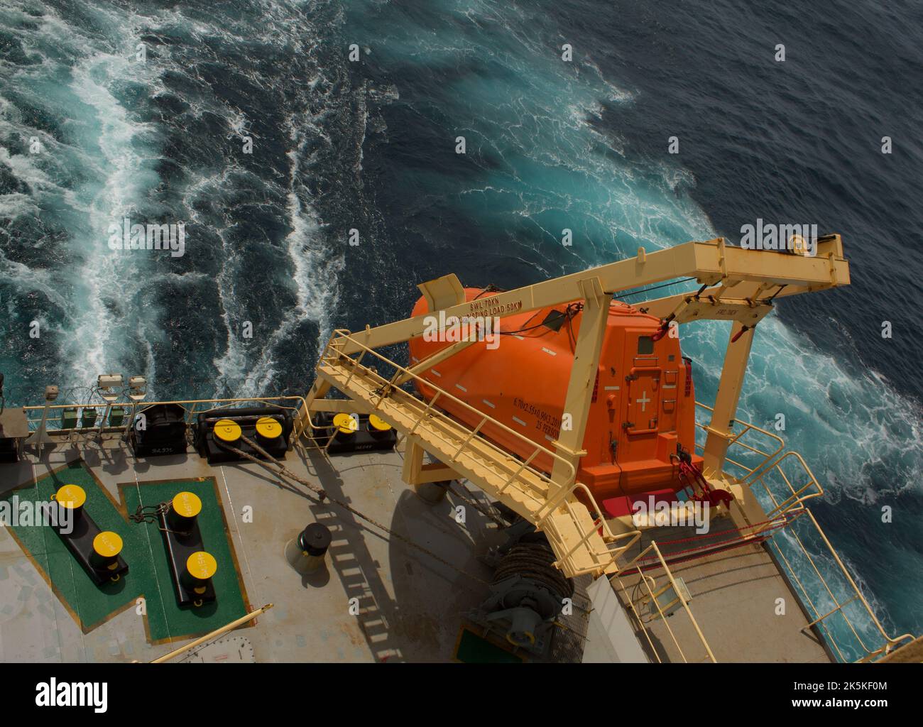 View of a merchant ships lifeboat secured on the boat deck Stock Photo ...