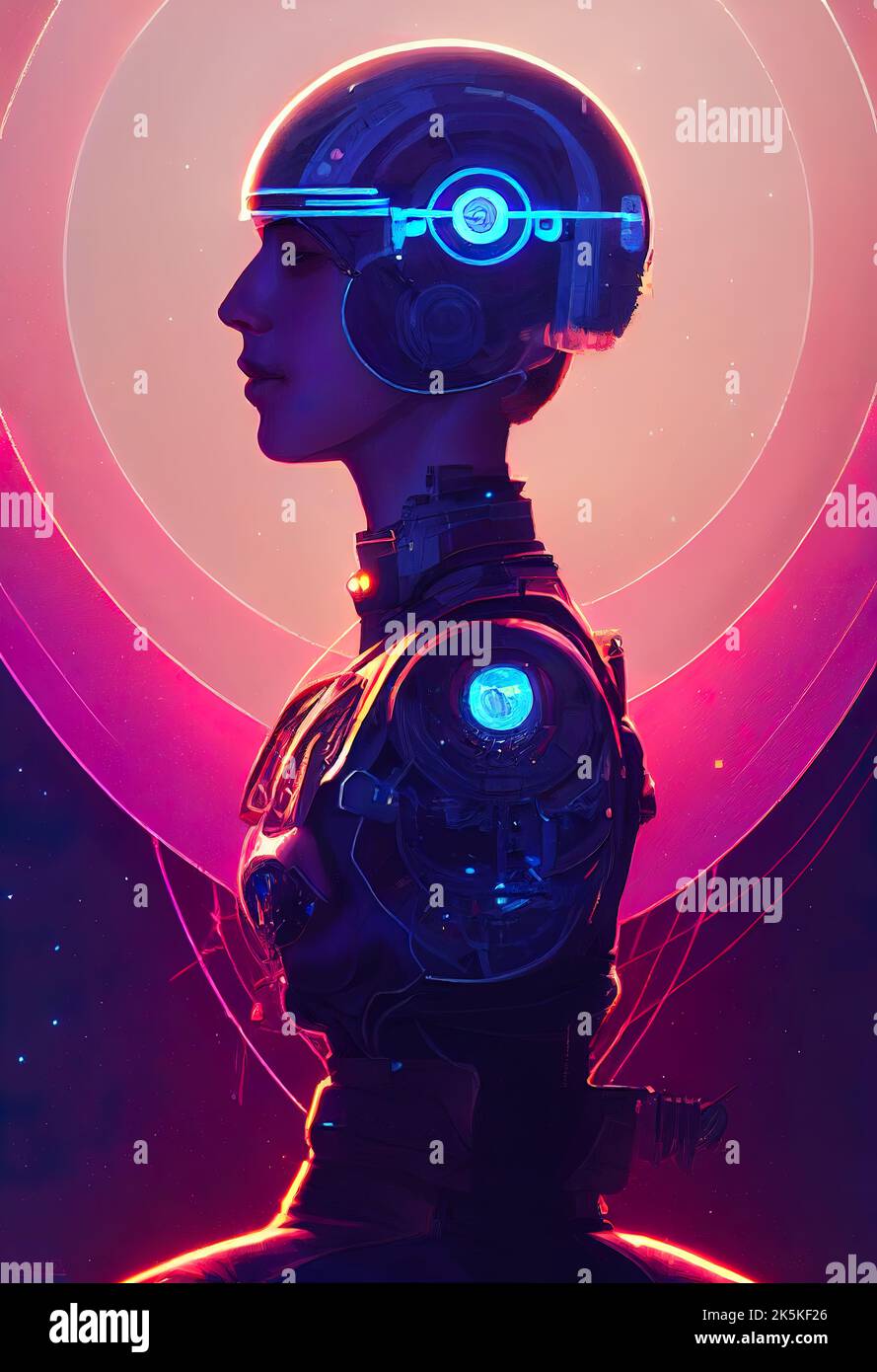 A vertical of a sci-fi person in a cyber suit Stock Photo - Alamy