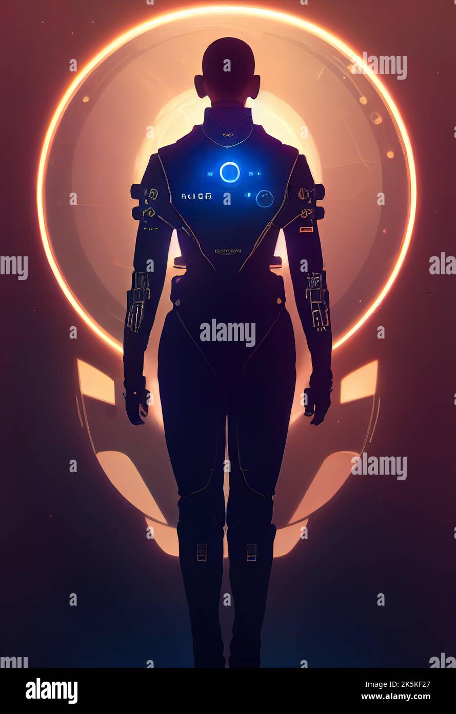 A vertical of a sci-fi person in a cyber suit Stock Photo - Alamy