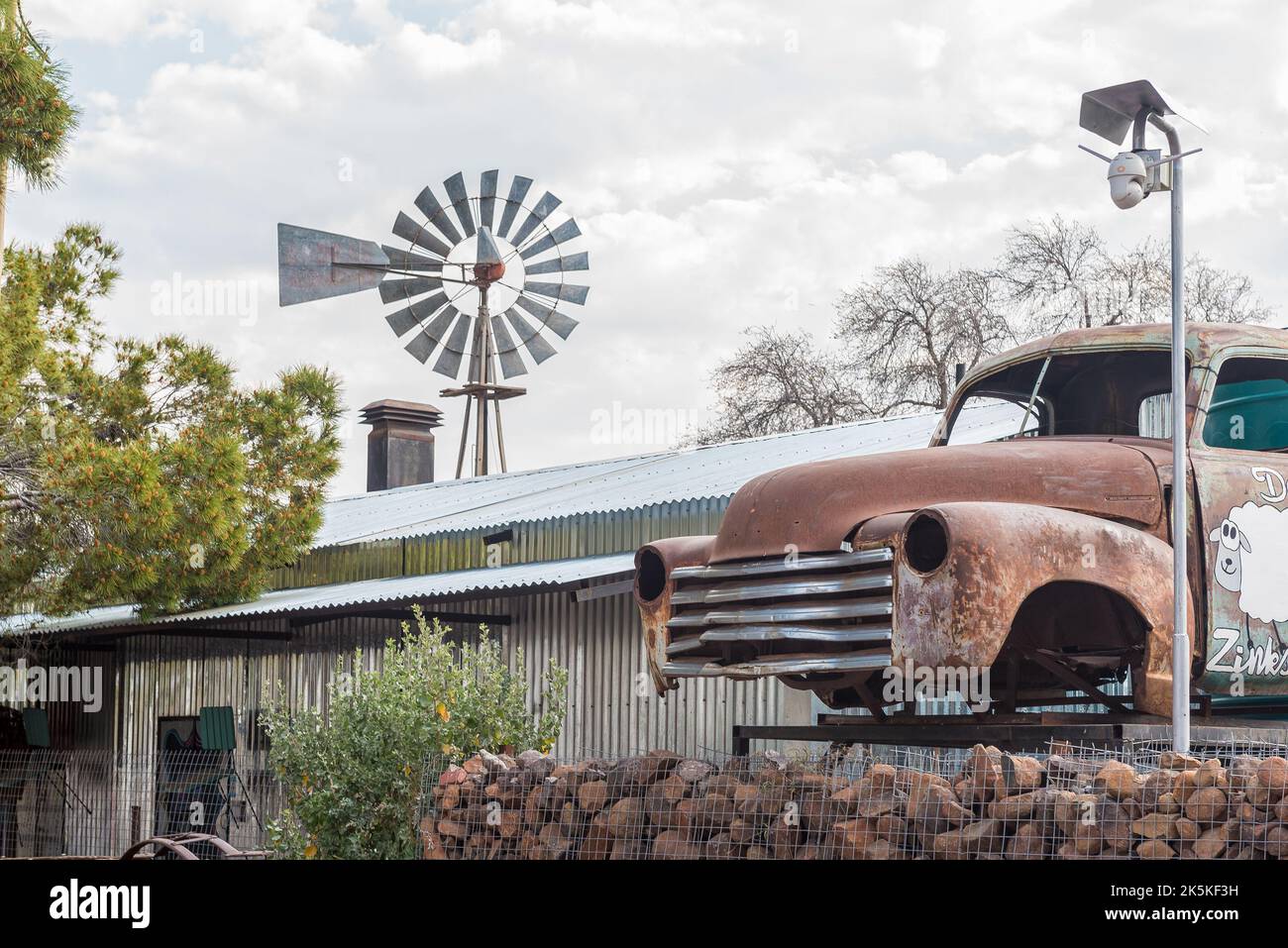 LOXTON, SOUTH AFRICA - SEP 2, 2022: A street scene, with a corrugated ...