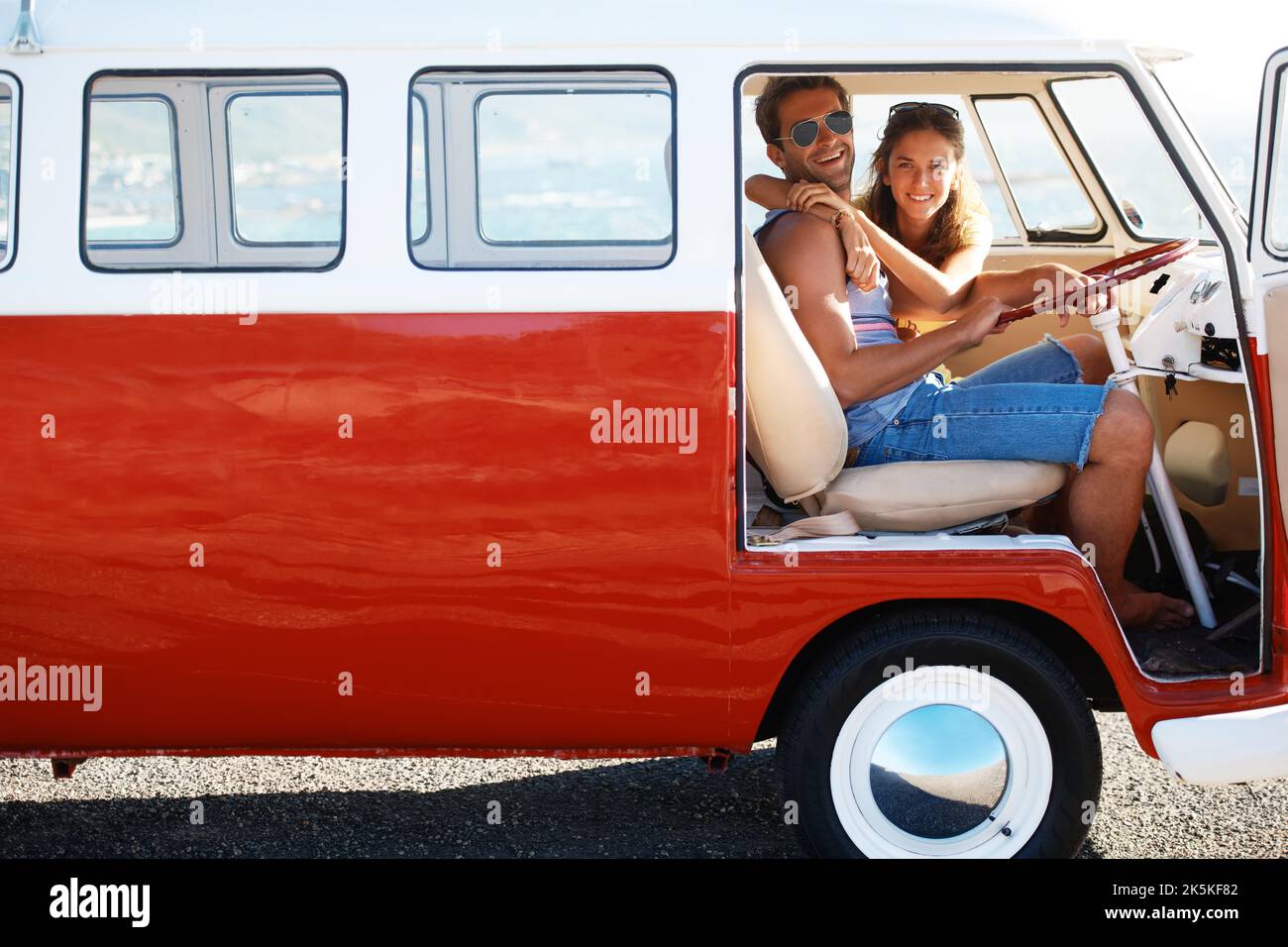 Travelling the distance together. Portrait of young loving couple ...