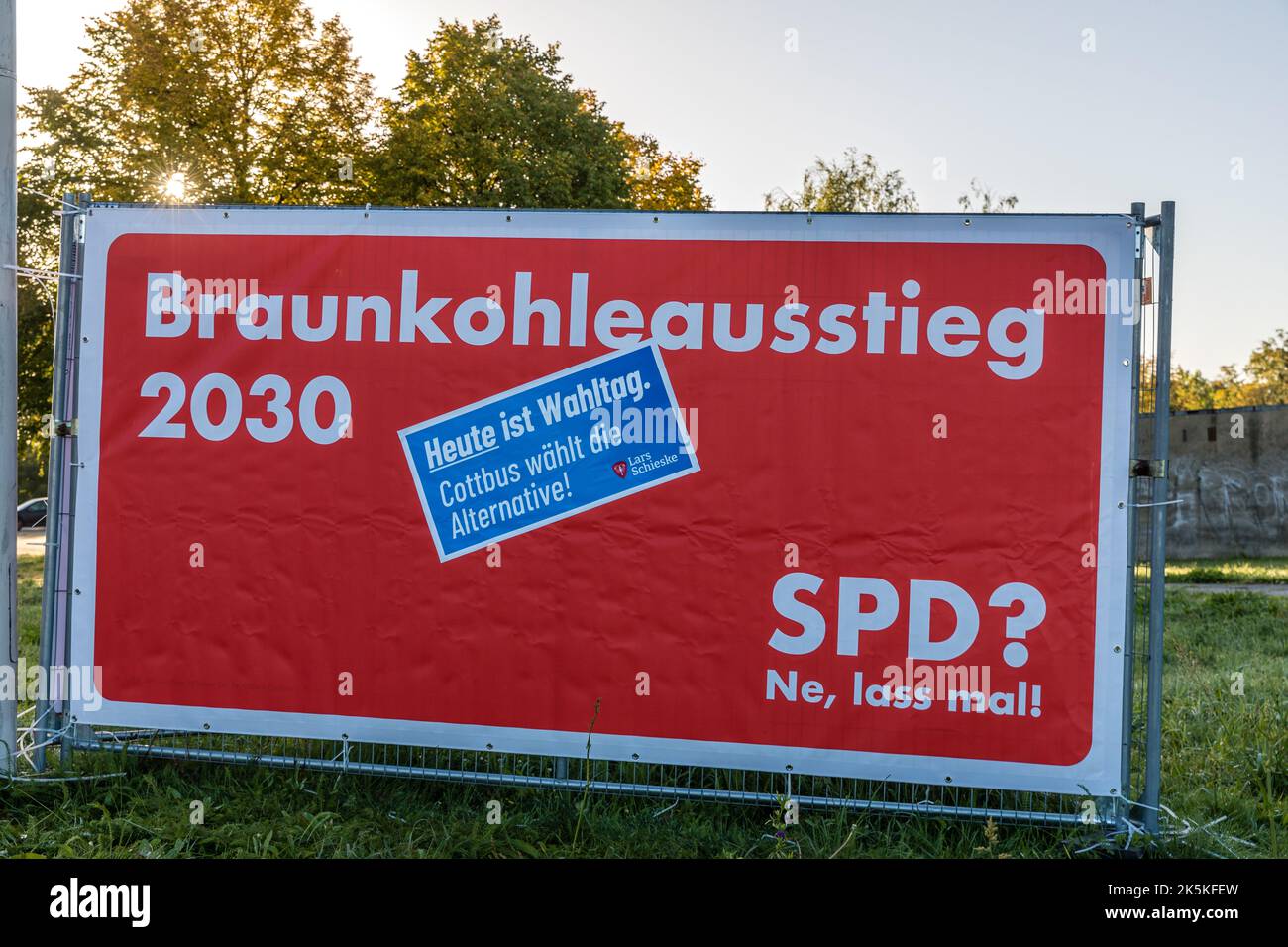 Cottbus, Germany. 09th Oct, 2022. The party of the AfD candidate for ...