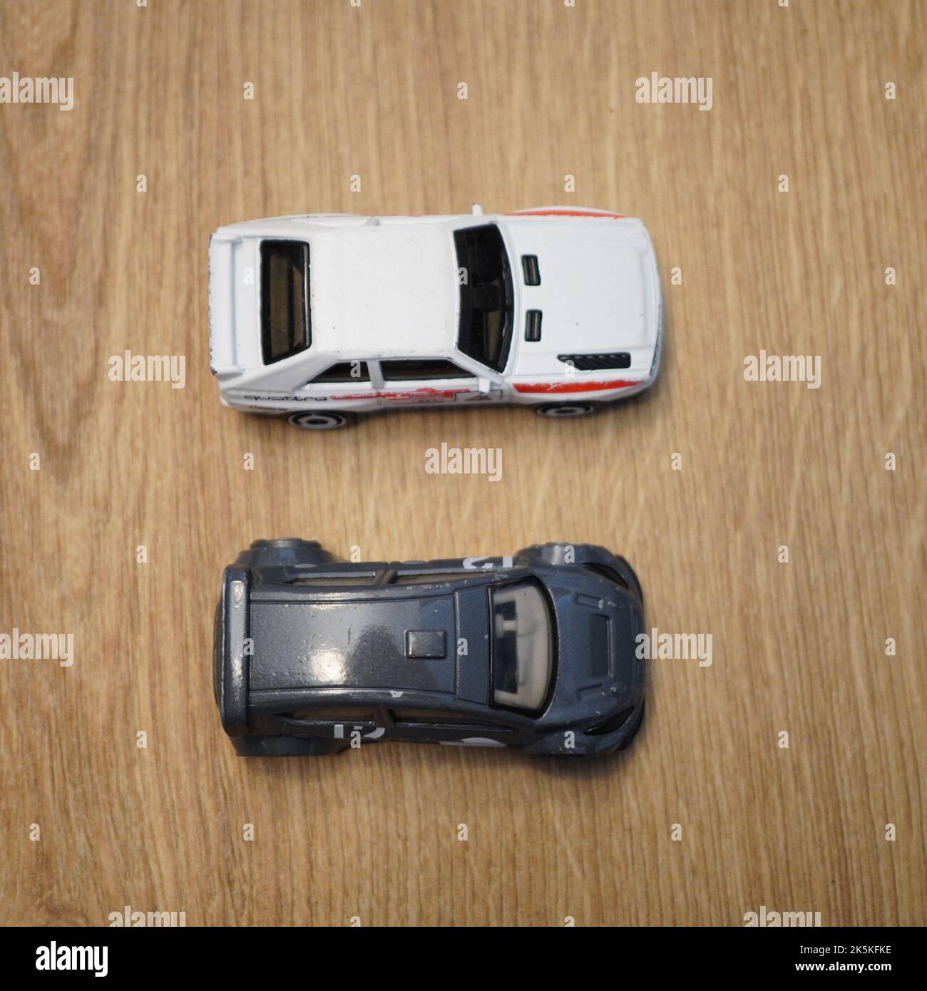 The top view of the Ford Fiesta and Audi Quattro Mattel Hot Wheels toy ...