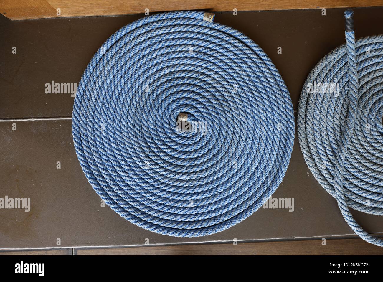 The circular coiled ropes, close-up, top view Stock Photo - Alamy