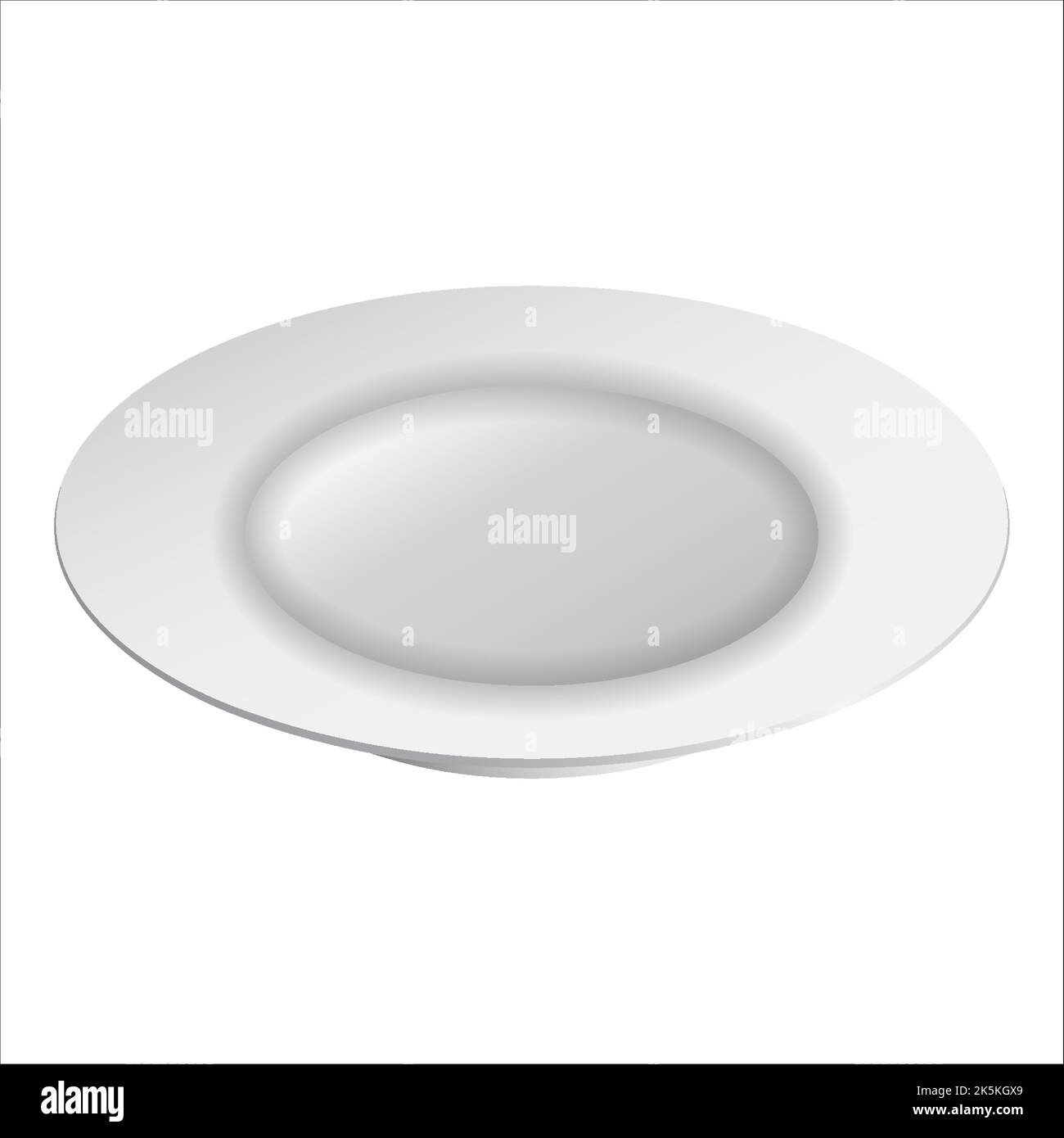 vector illustration of white plate isolated on white background Stock ...