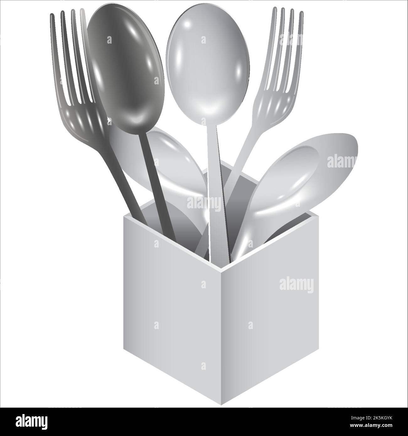 vector illustration of spoons set in the box isolated on white background Stock Vector Image ...