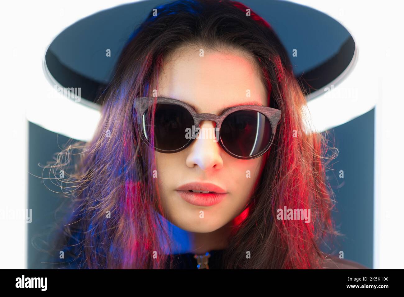 Tech Fashion Cyberpunk Eyewear Futuristic Style Art Portrait Of Red