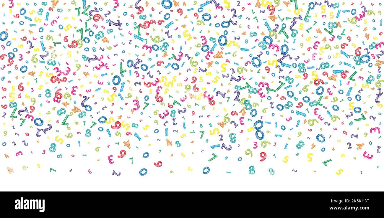 Falling colorful messy numbers. Math study concept with flying digits ...