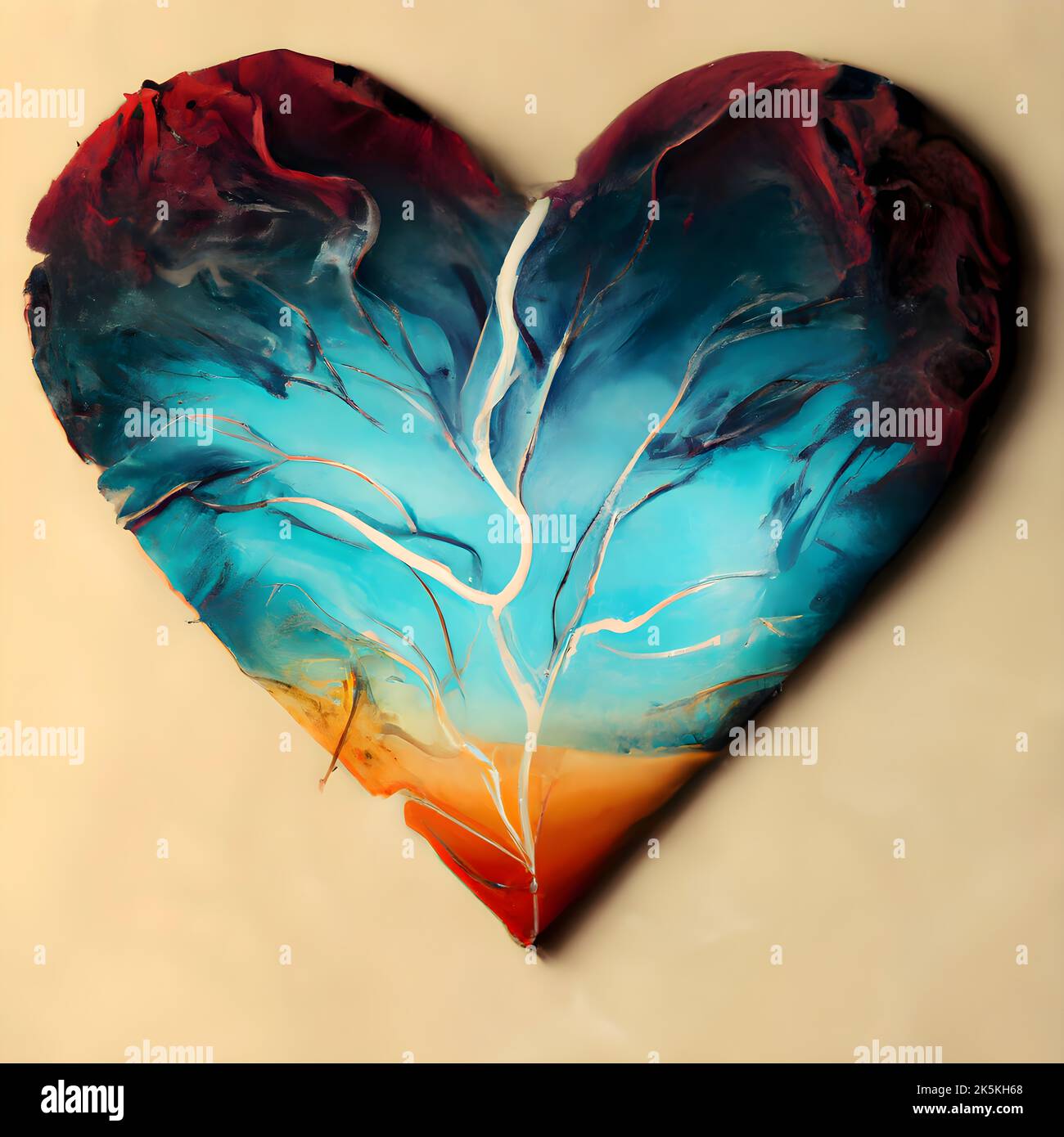 Organic heart shape illustration on beige background Stock Photo - Alamy