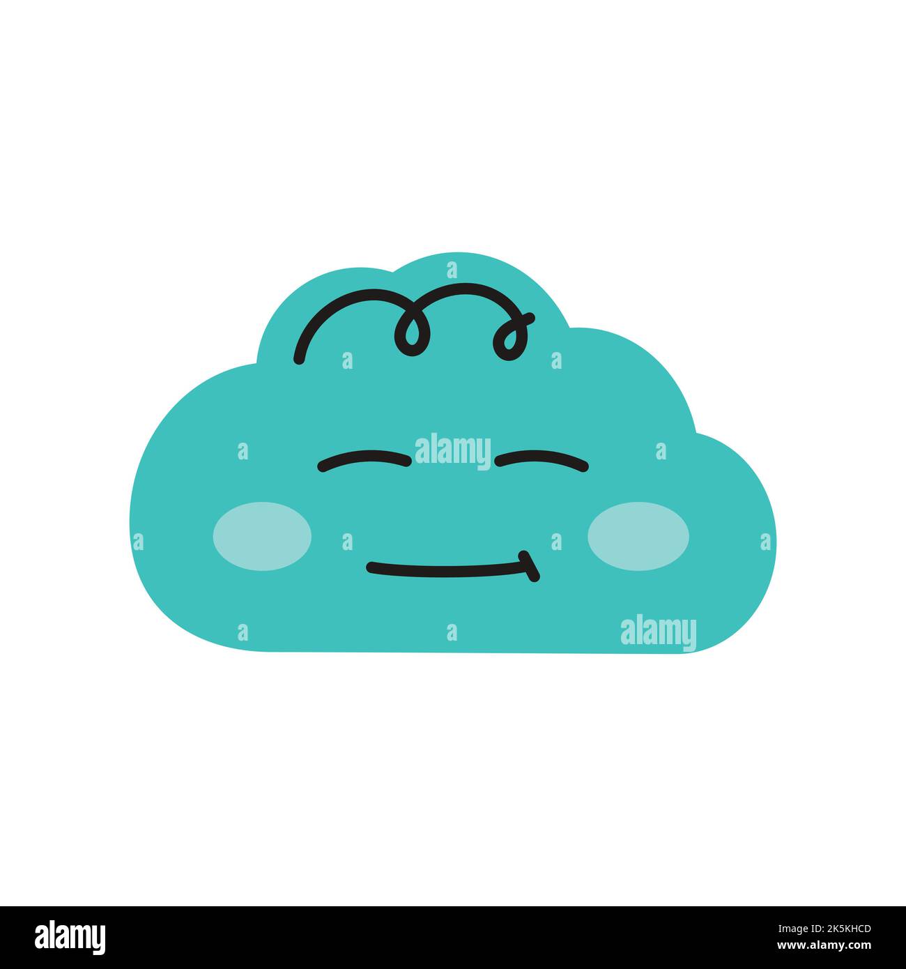 Blue kind character in the form of a cloud color line icon. Mascot of ...