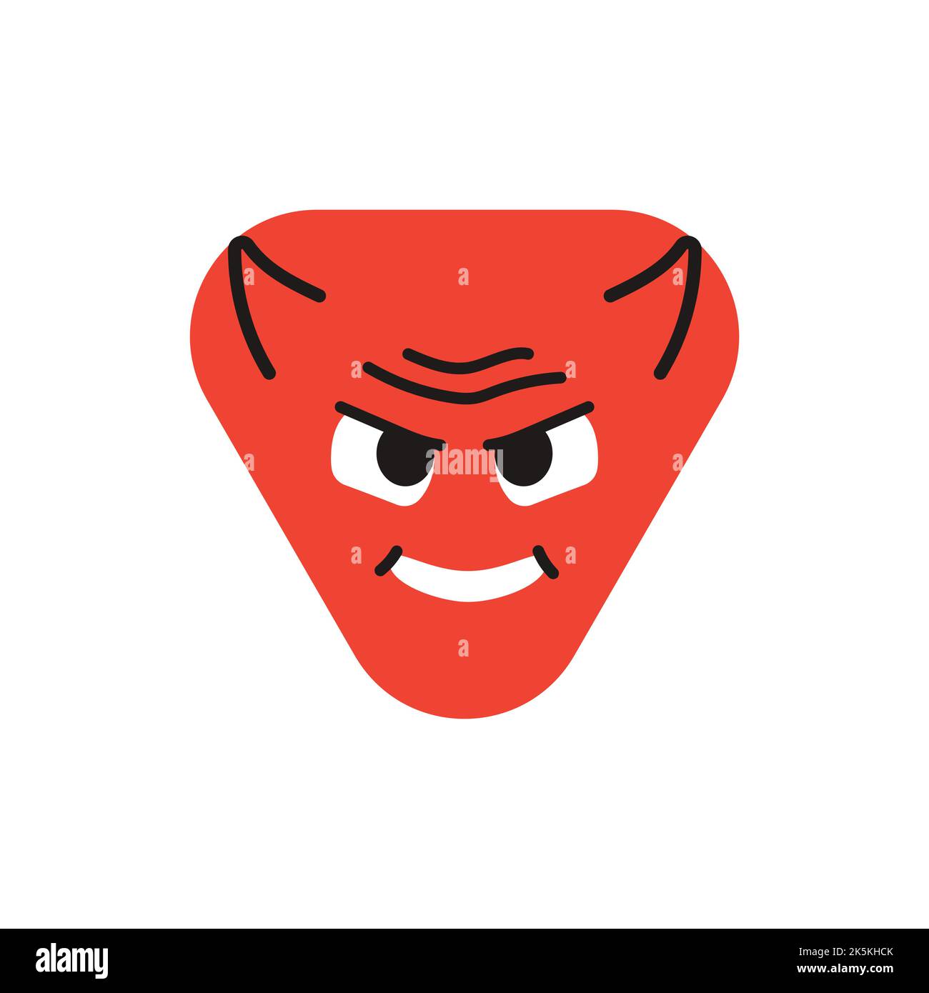 Red triangular gloating character color line icon. Mascot of emotions ...