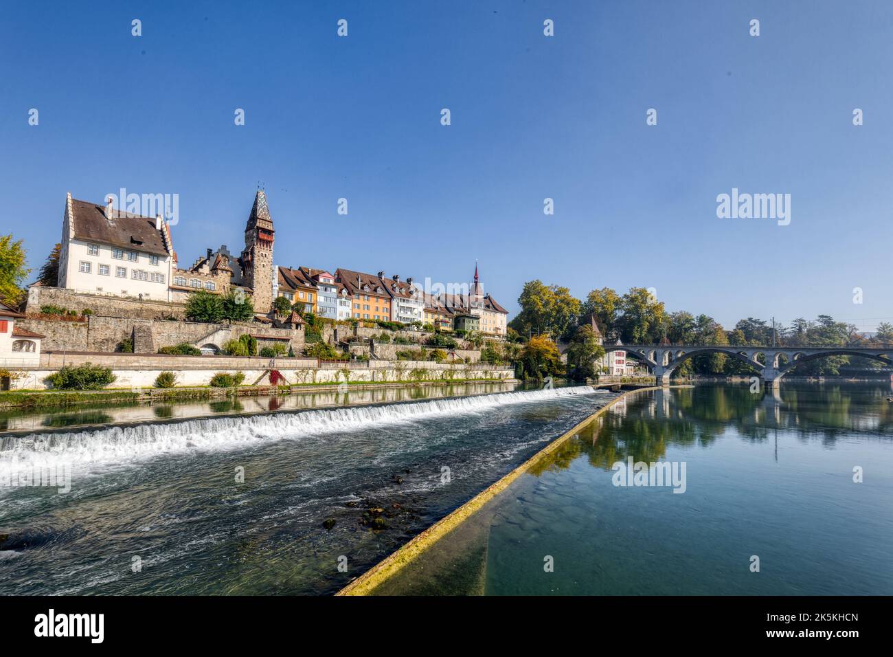 Old town of Bremgarten on the Reuss river in the canton of Aargau ...