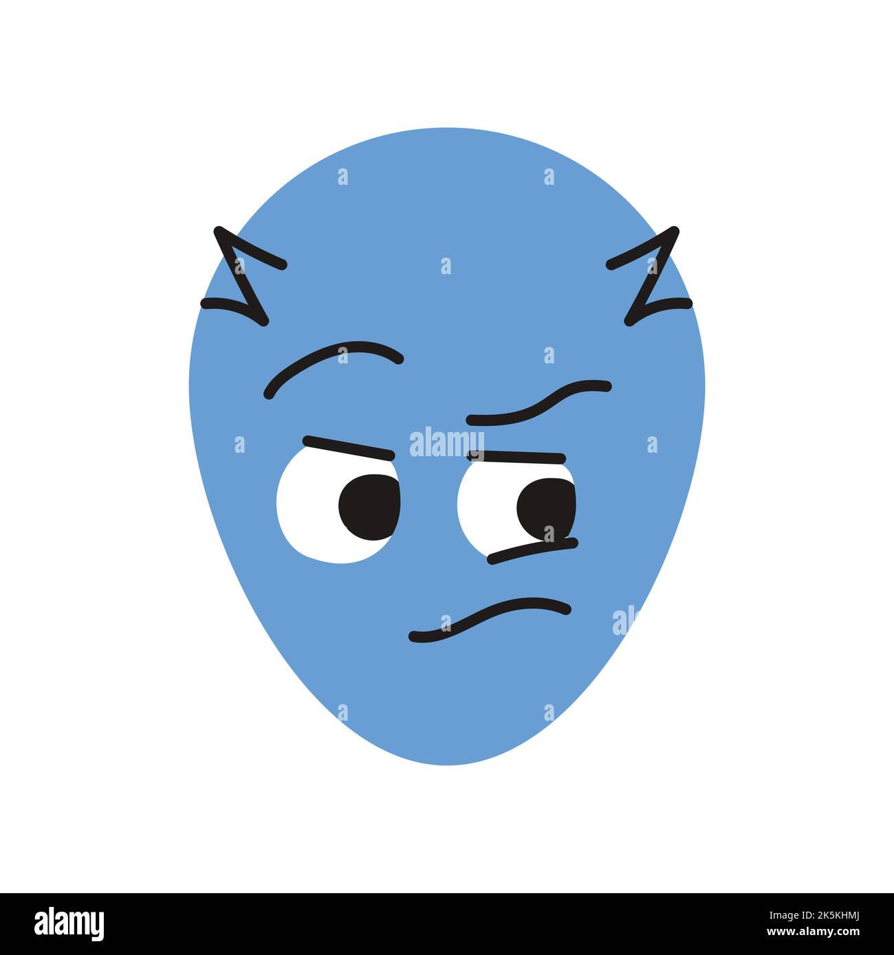 Oval blue character color line icon. Mascot of emotions Stock Vector ...