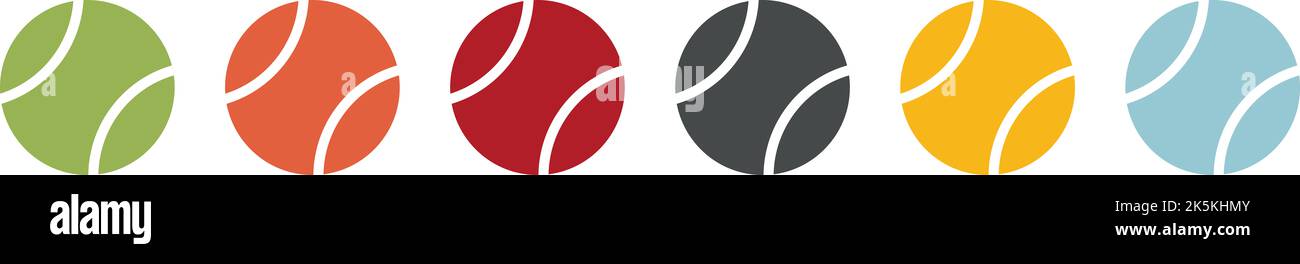 Group of coloured tennis ball icons Stock Photo - Alamy