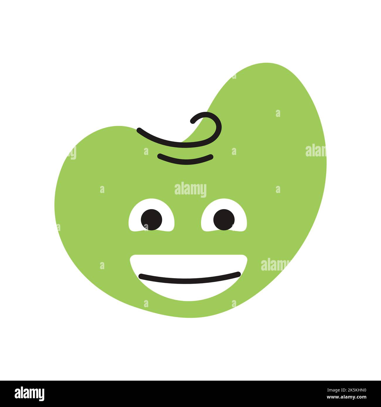 Happy green character color line icon. Mascot of emotions Stock Vector ...