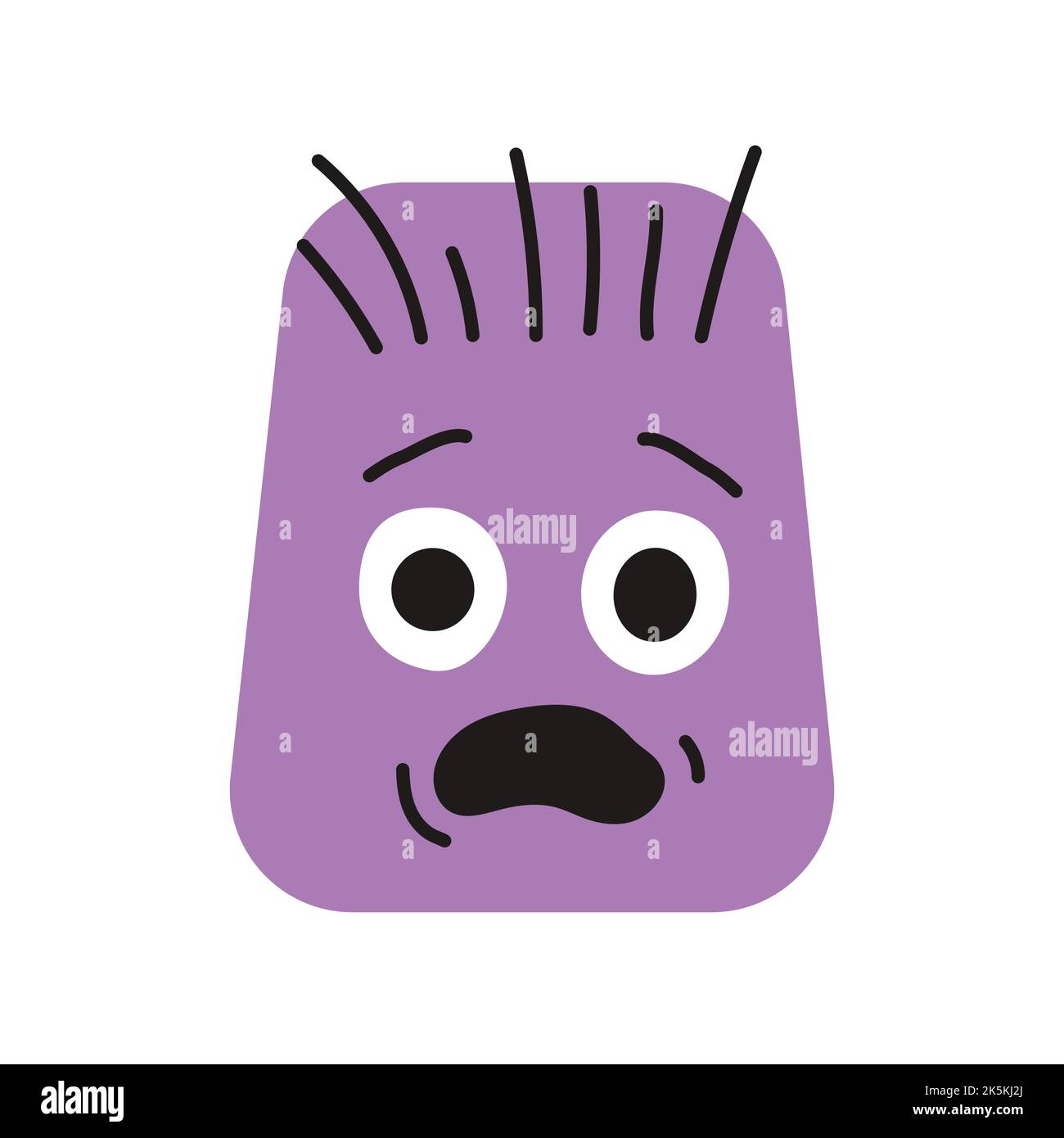 Purple rectangular scared character color line icon. Mascot of emotions ...