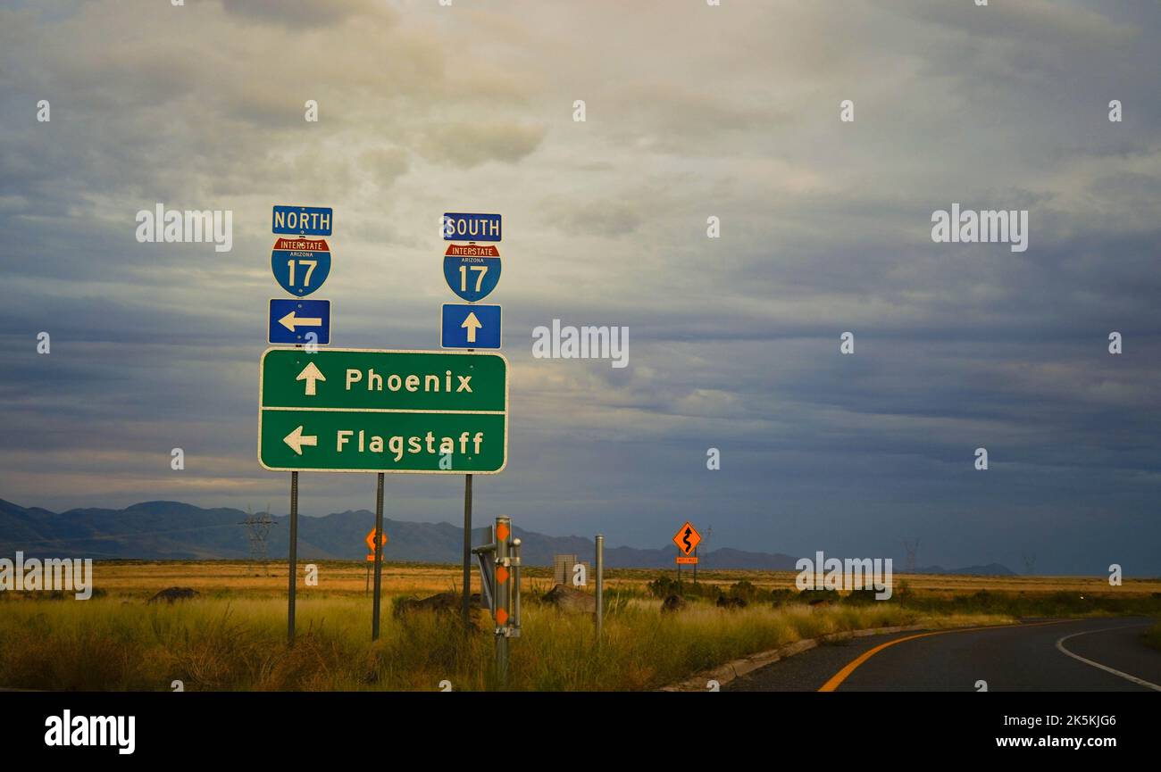 A huge sign on the road shoring the destination Stock Photo - Alamy