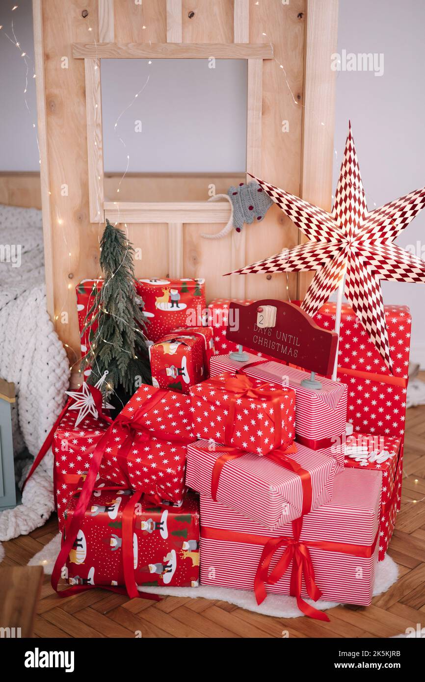 Two days left until Christmas. Countdown in winter holiday. Fastive ...