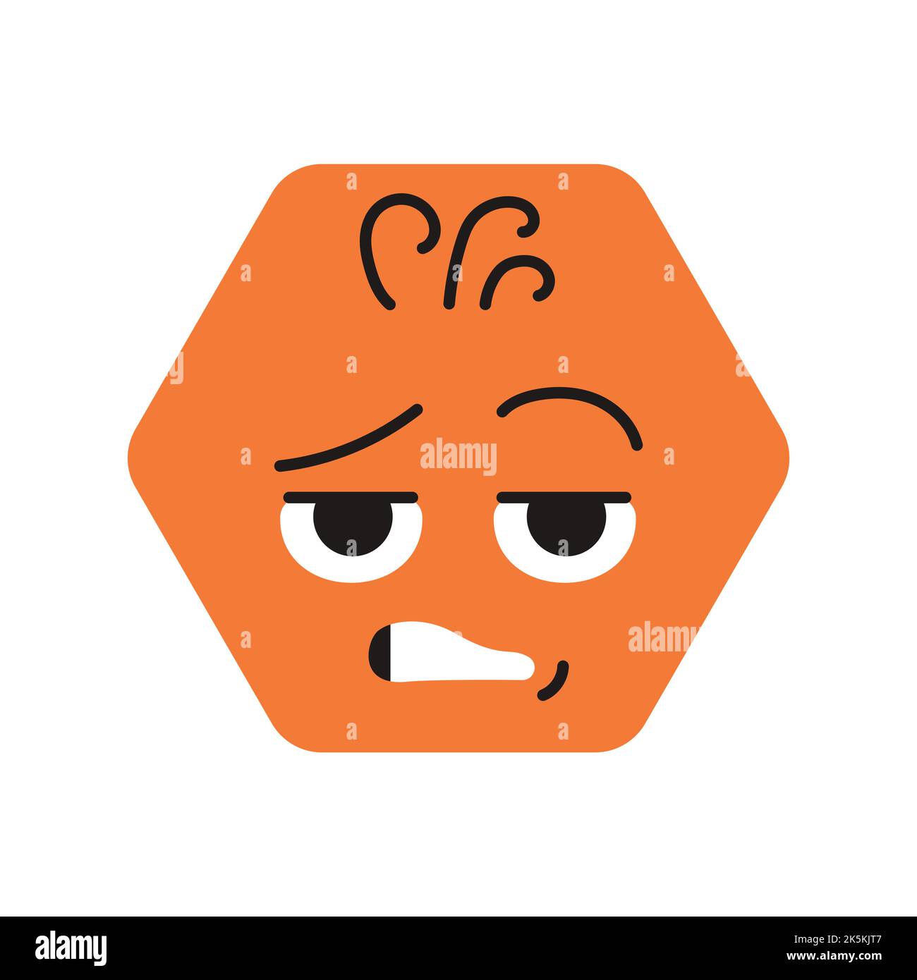 Hexagonal orange character color line icon. Mascot of emotions Stock ...