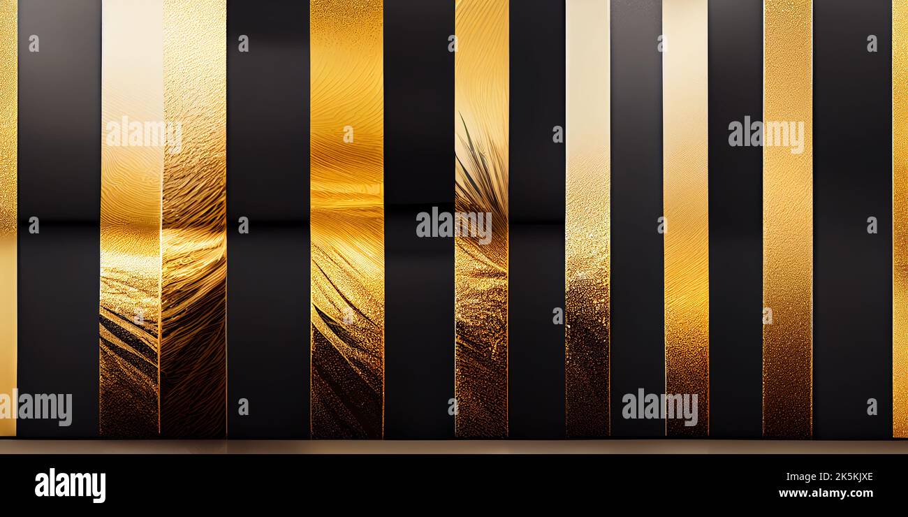 An abstract Gold strip texture background with lighting and black ...