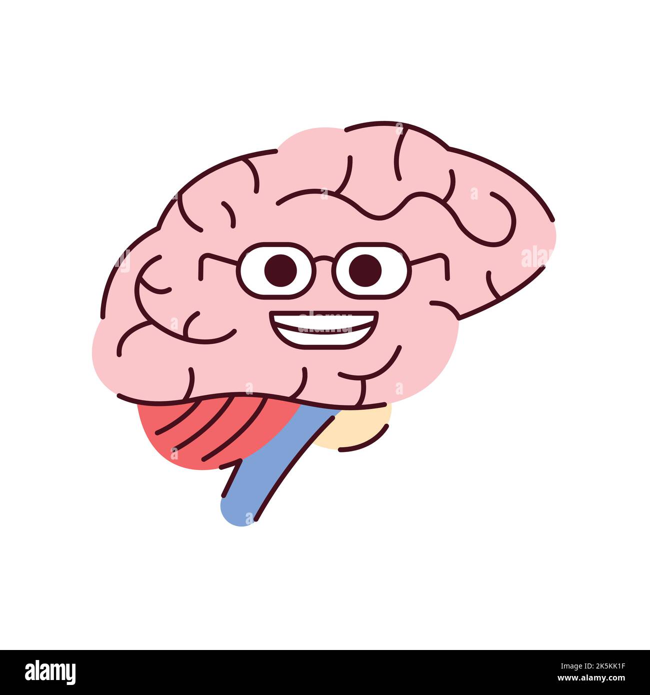 Human organ brain color line icon. Mascot of emotions Stock Vector ...
