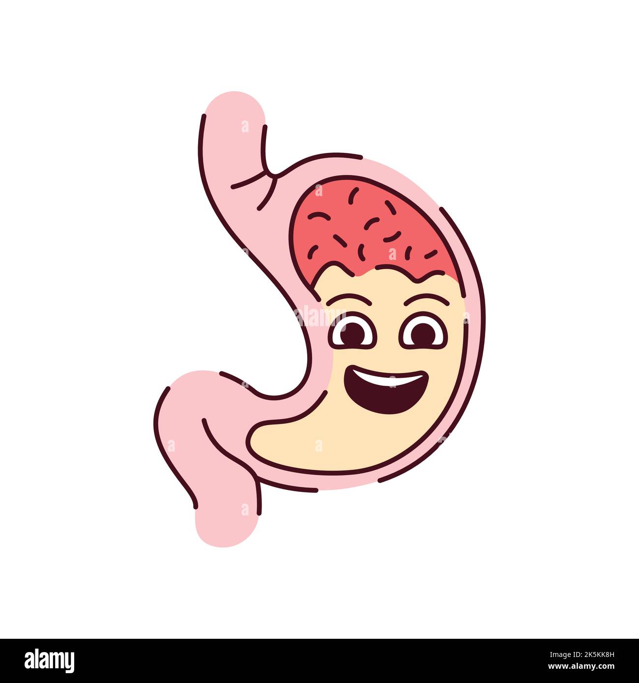 Human organ stomach color line icon. Mascot of emotions Stock Vector ...