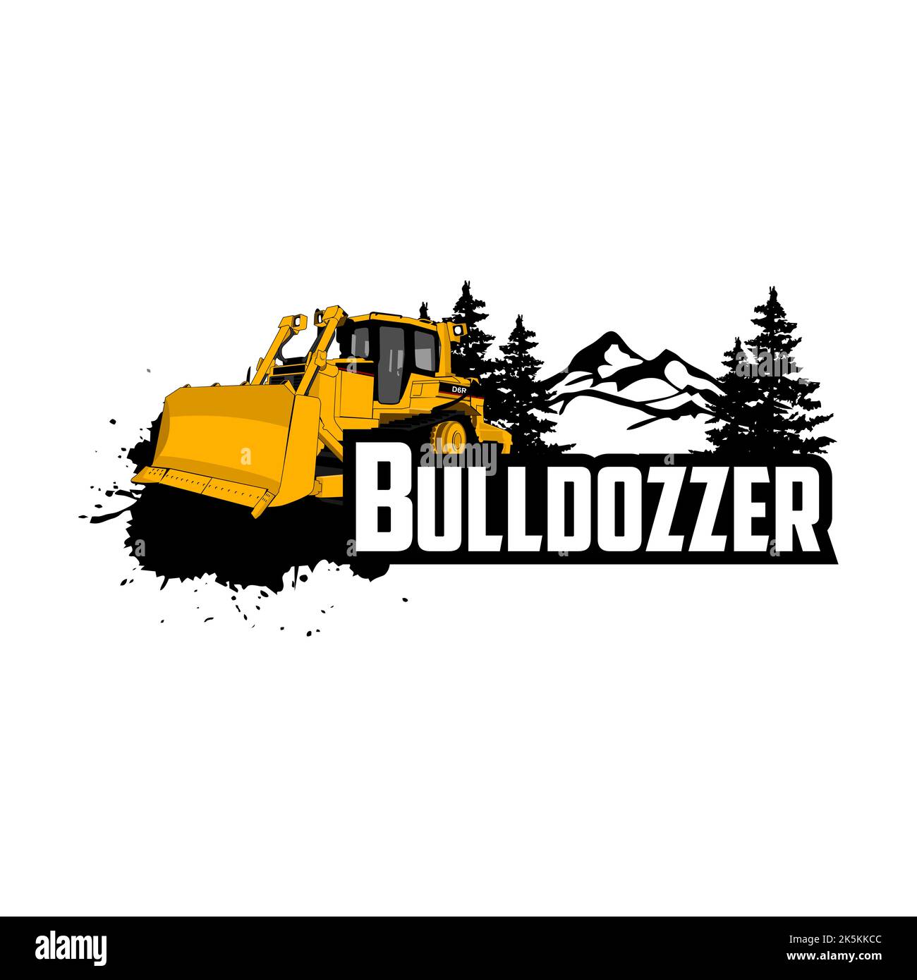 Bulldozer logo vector on white background Stock Photo - Alamy