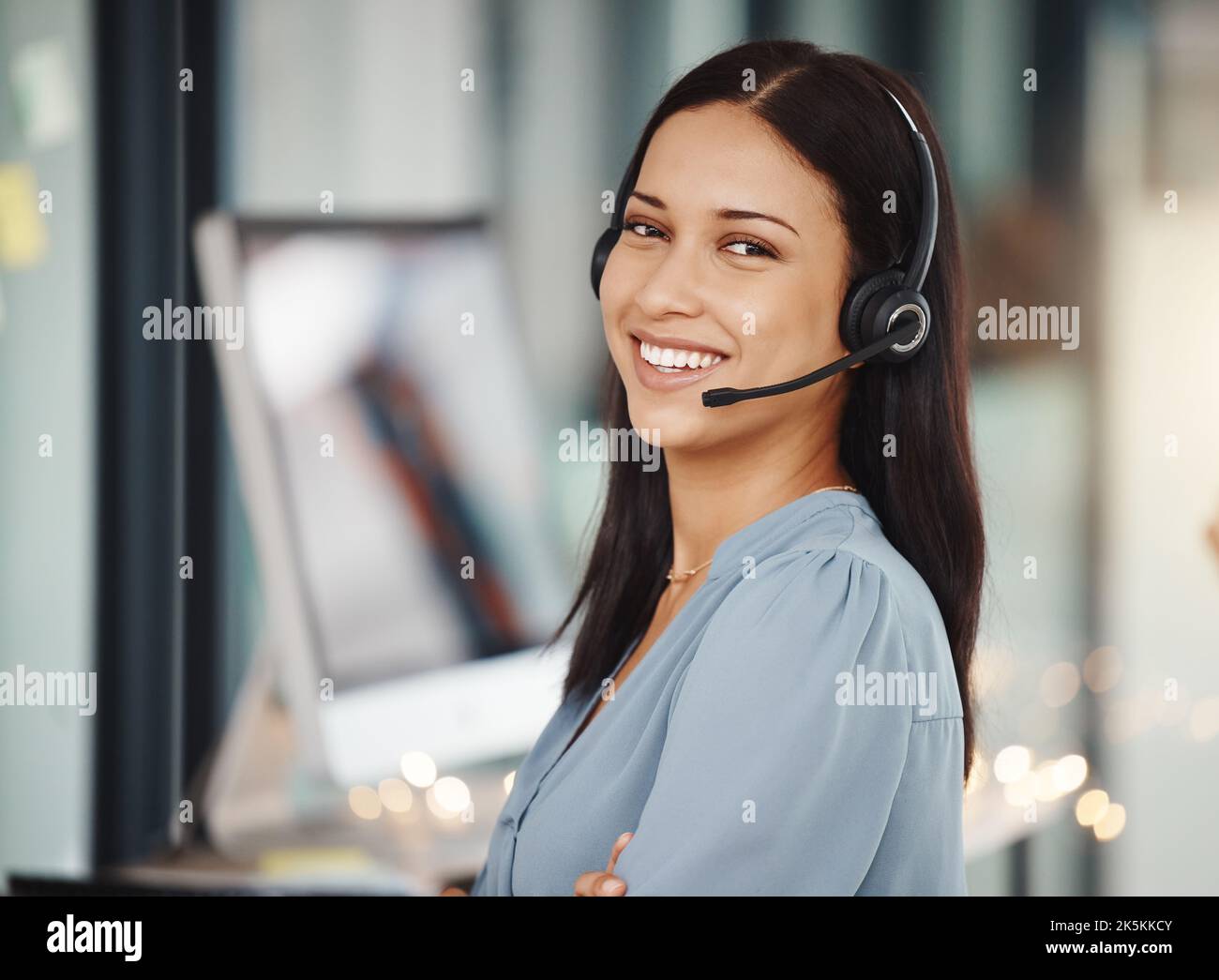 Call center, customer service woman consultant portrait for ...