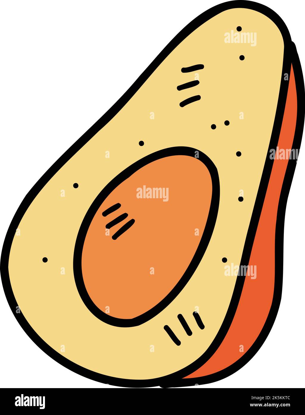 Hand Drawn sliced avocado illustration isolated on background Stock ...