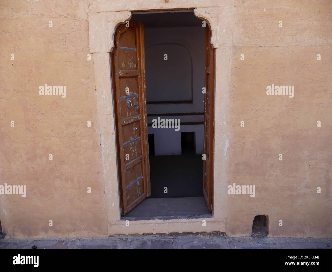Old Wooden Door in ruined fort in India. Old traditional wooden door in ...