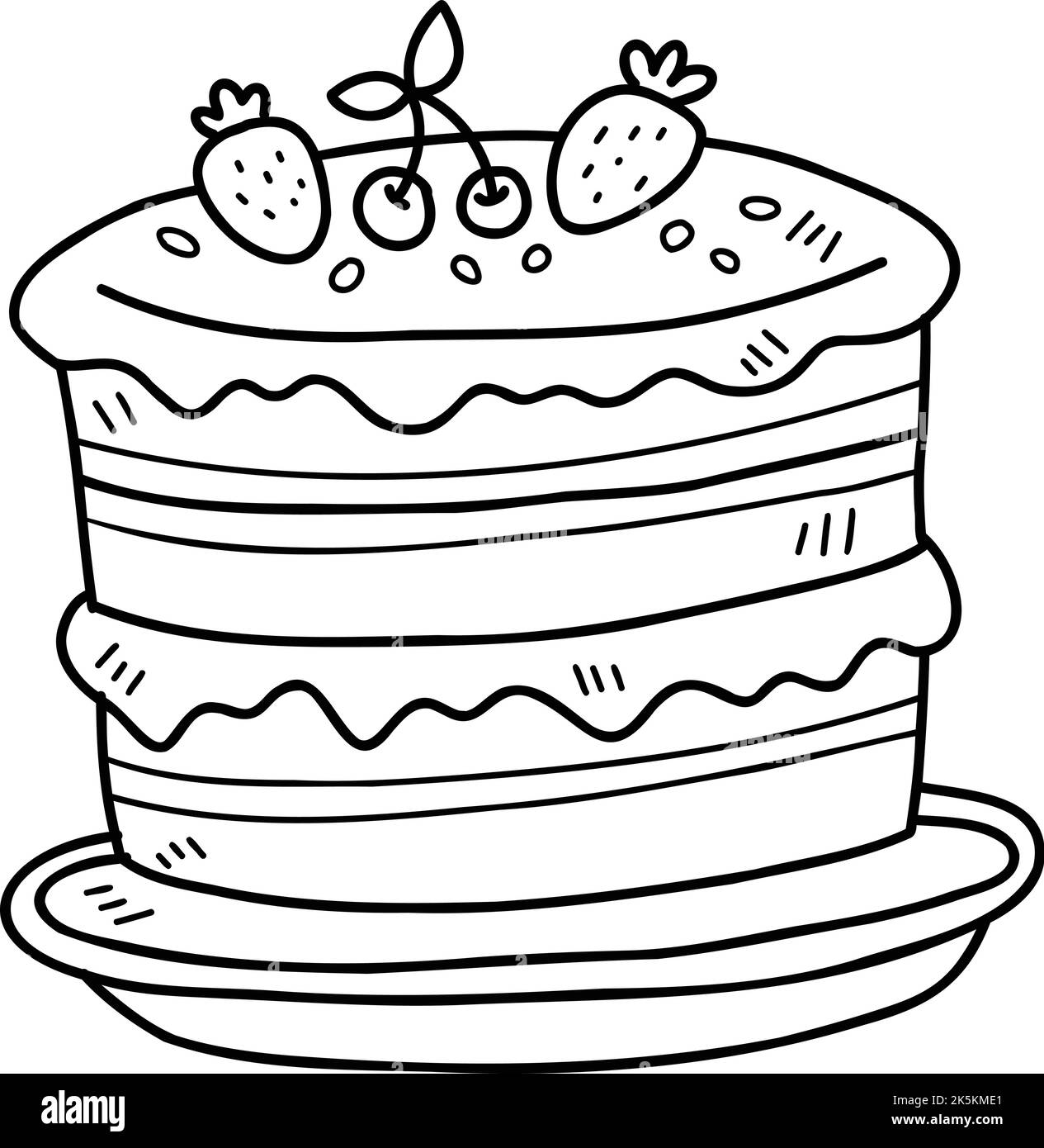 Hand Drawn delicious cake illustration isolated on background Stock ...