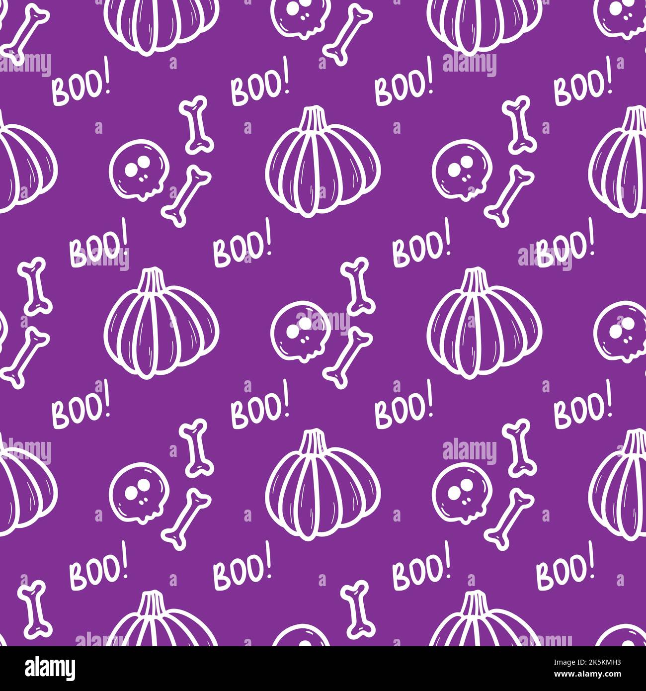 Cute hand drawn vector Halloween seamless pattern, violet doodle ...