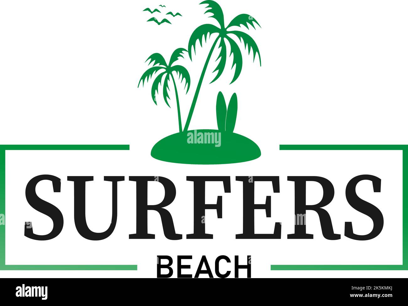 surfers beach Vector illustration on the theme of surfing and surf in ...