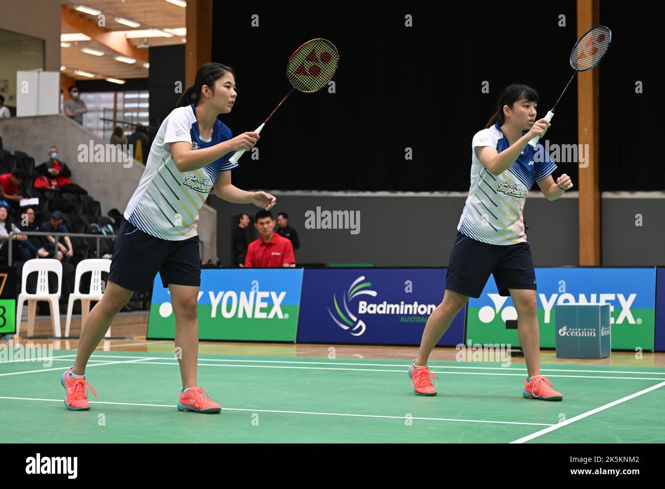 Sung Shuo Yun (L) and Yu Chien Hui (R) of Chinese Taipei seen in action during the YONEX Sydney ...