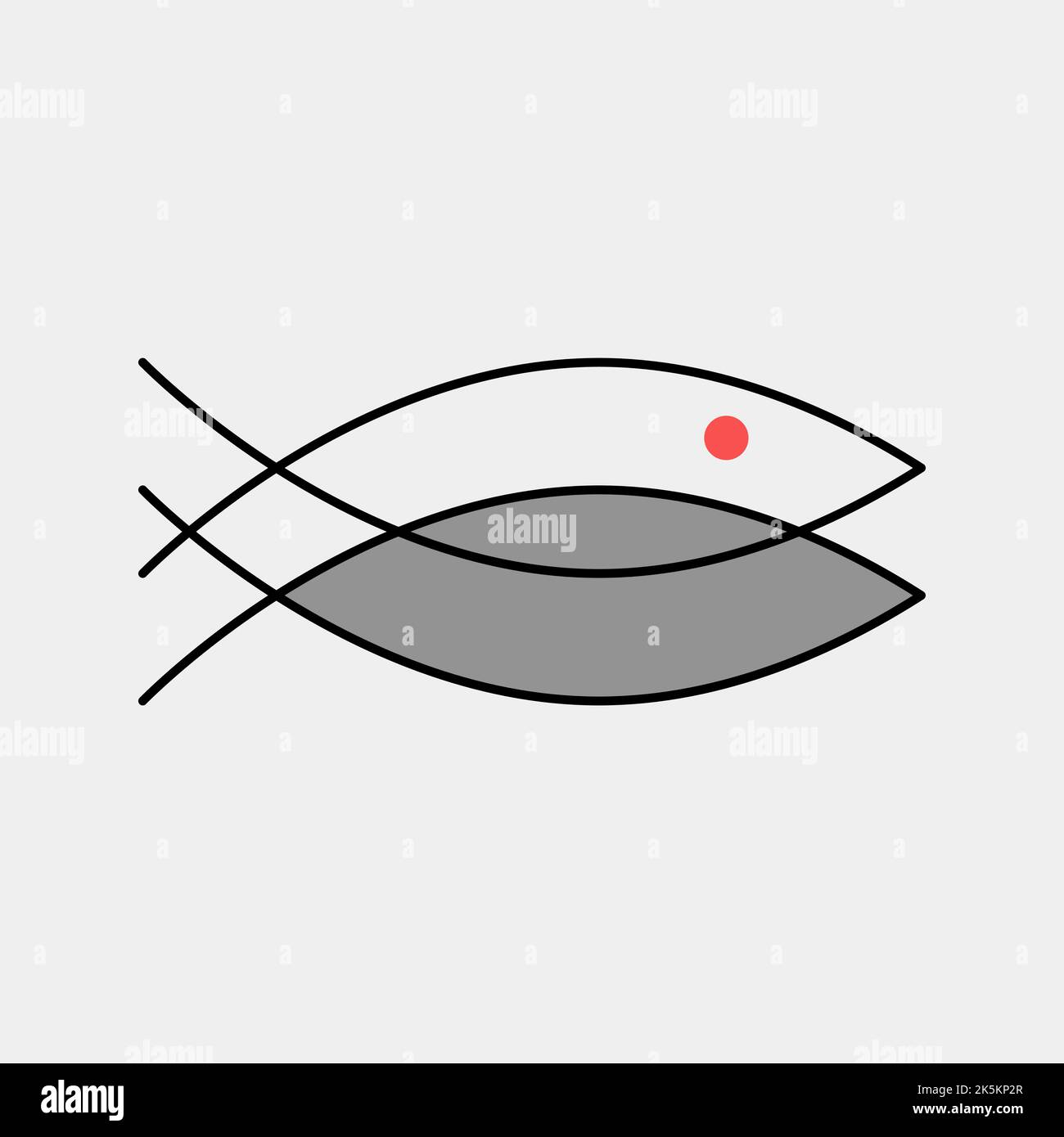 Two fish line logo, sea products outline icon. Fish outline, element ...