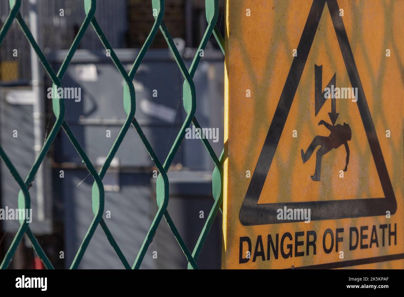 View through chain link fencing around electricity generating ...