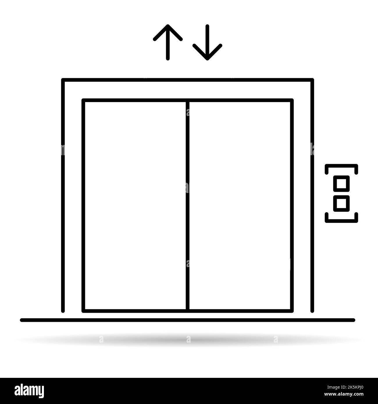 Lift elevator icon shadow, graphic design sign, building doorway symbol ...