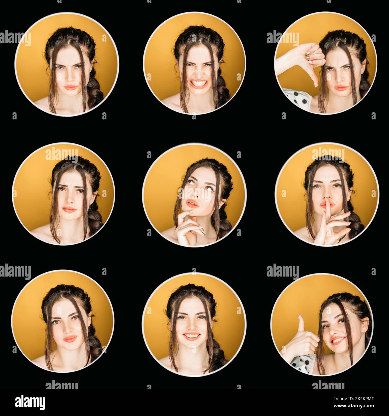 Emotion collage. Face collection. Mood series. Positive and negative ...