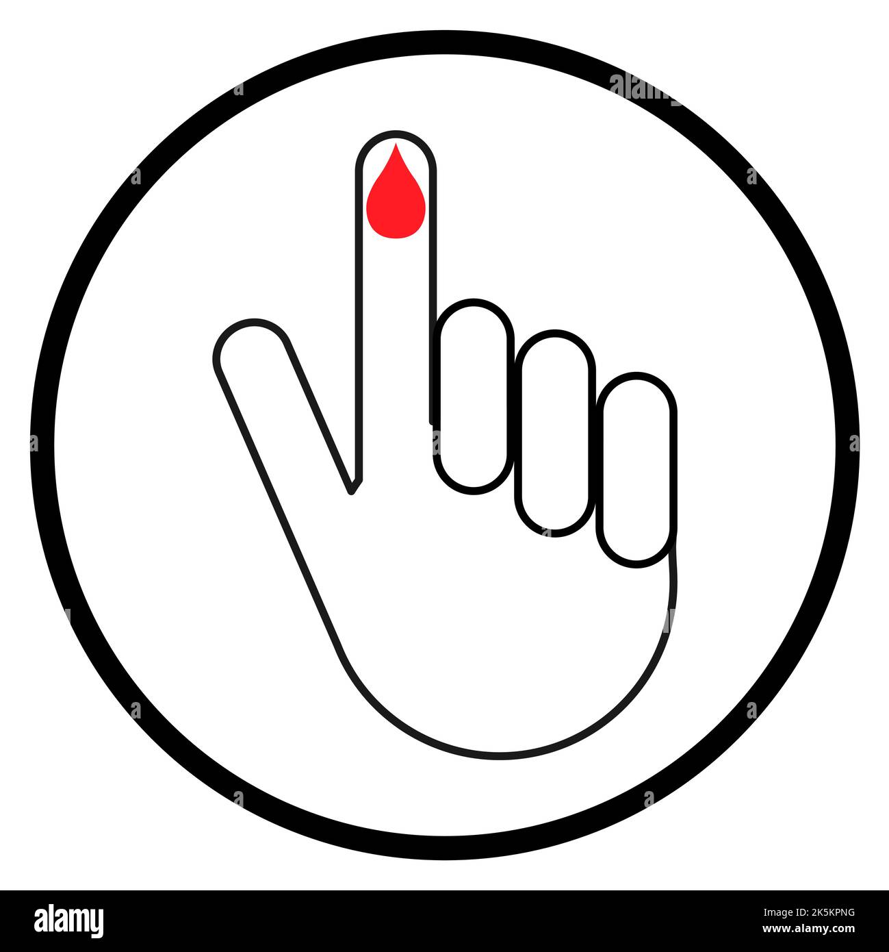 Hand finger with drop blood icon, medical health test symbol, control ...