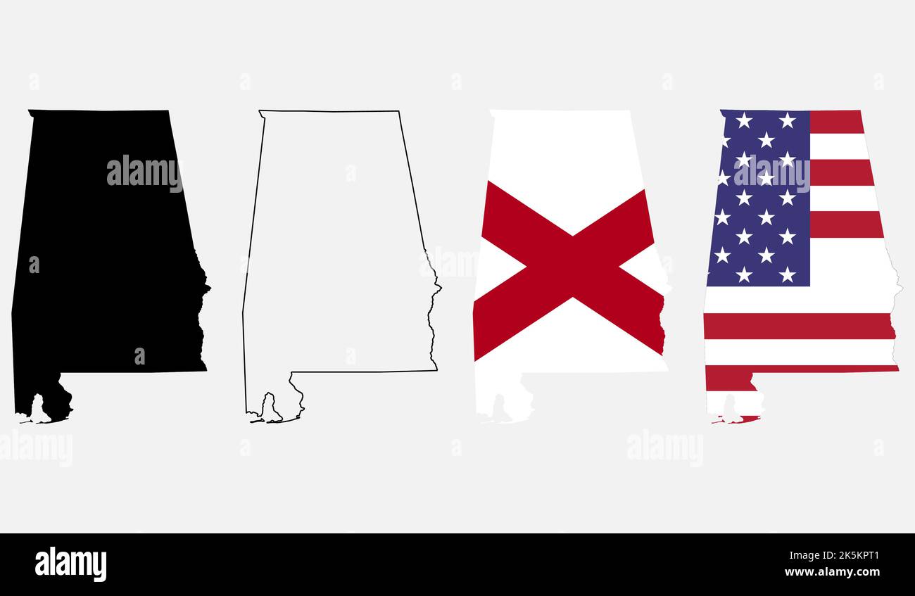 Set of Alabama shape, united states of america. Flat concept icon ...