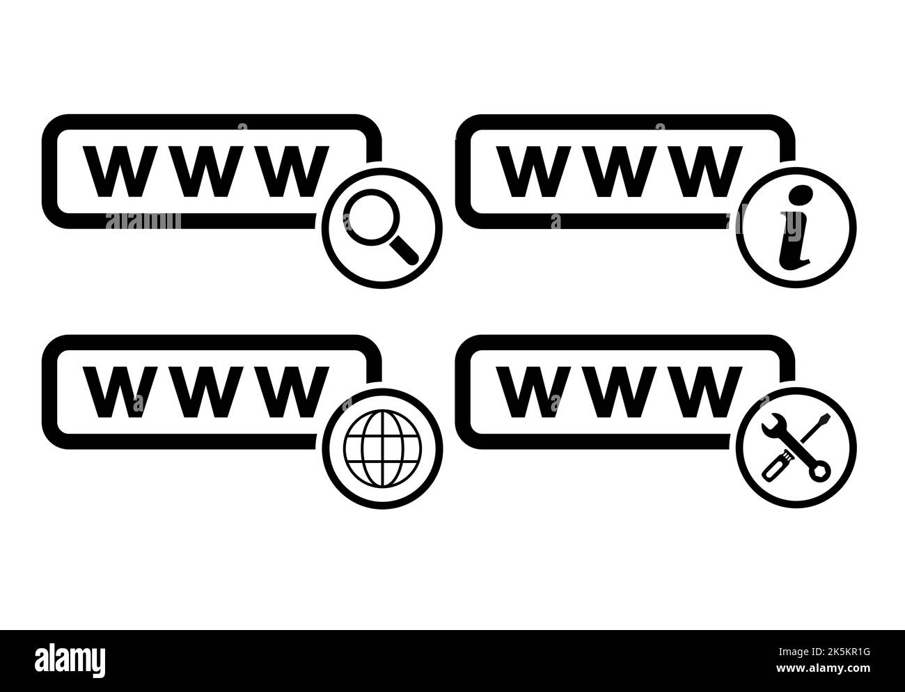 Set of World wide web icon, www internet website symbol, click mouse ...