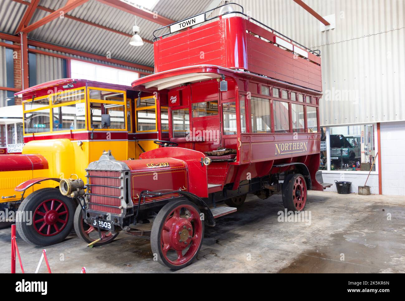vintage red daimler double decker bus with Northern livery at North ...