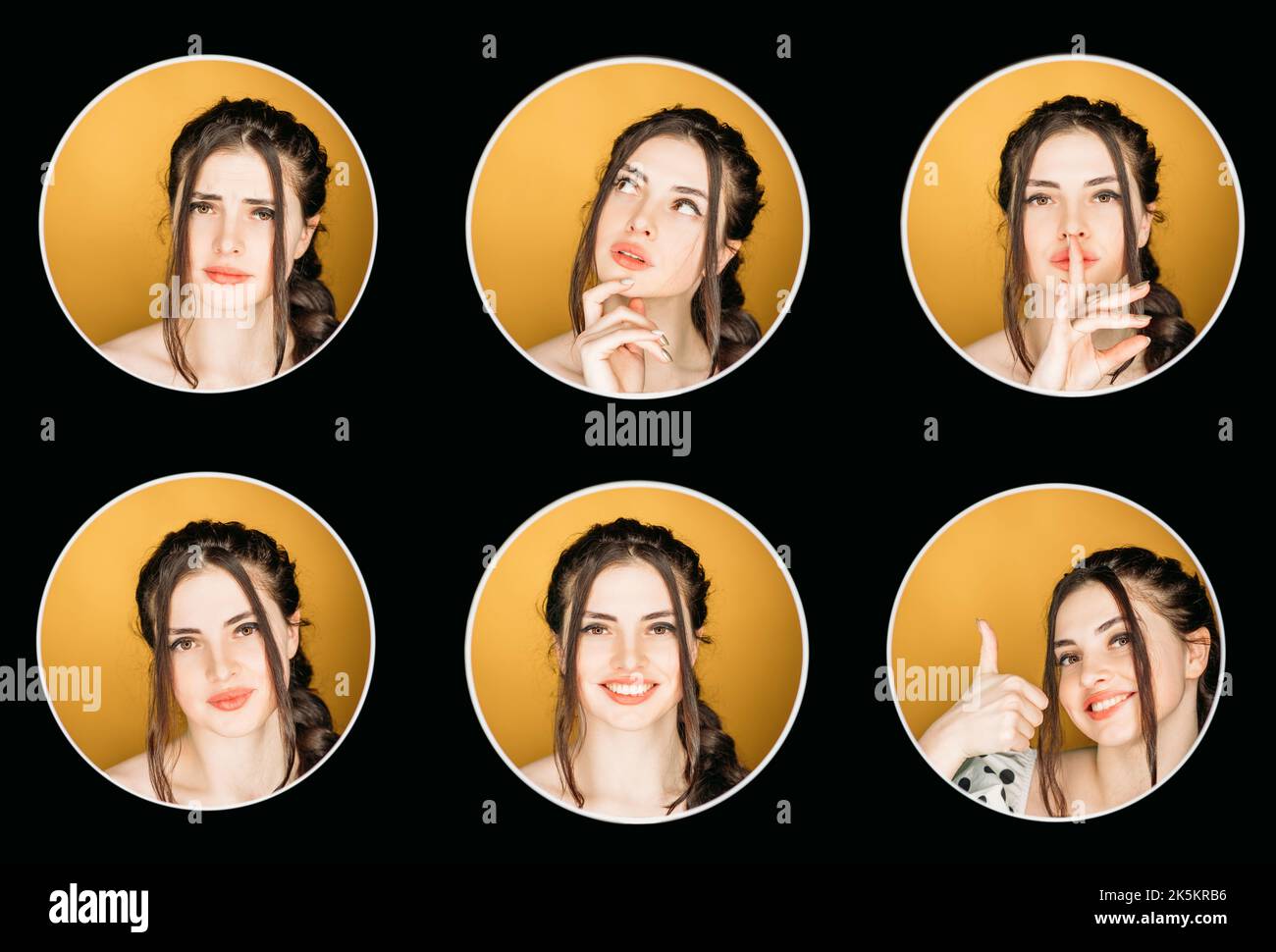 Portrait collage. Mood collection. Positive and negative emotions ...