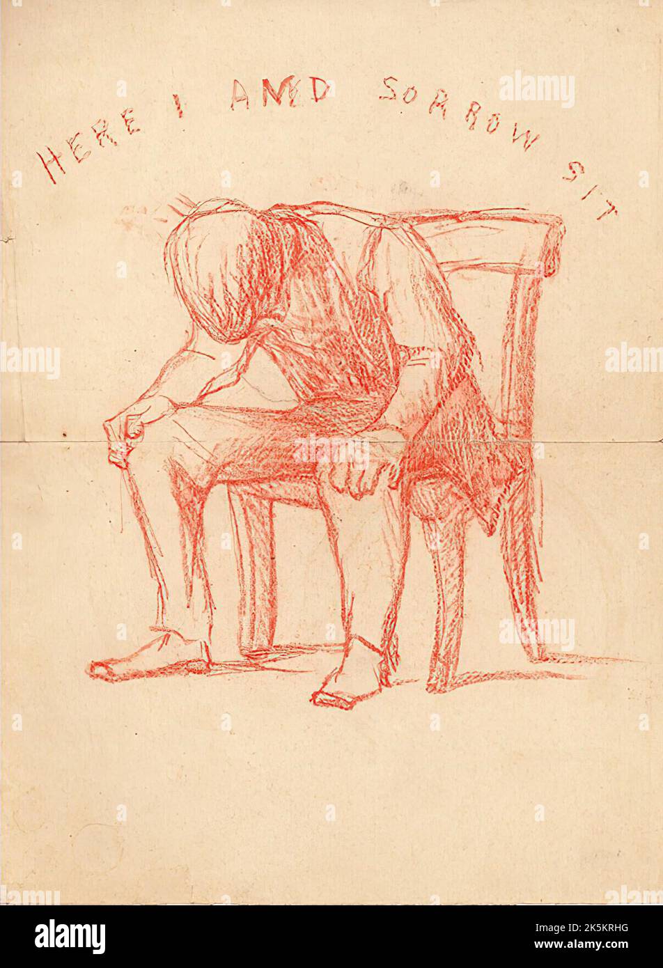 William James/ «Here I and Sorrow Sit» dibujo en papel, hacia 1860-1869.Biblioteca de Harvard ...