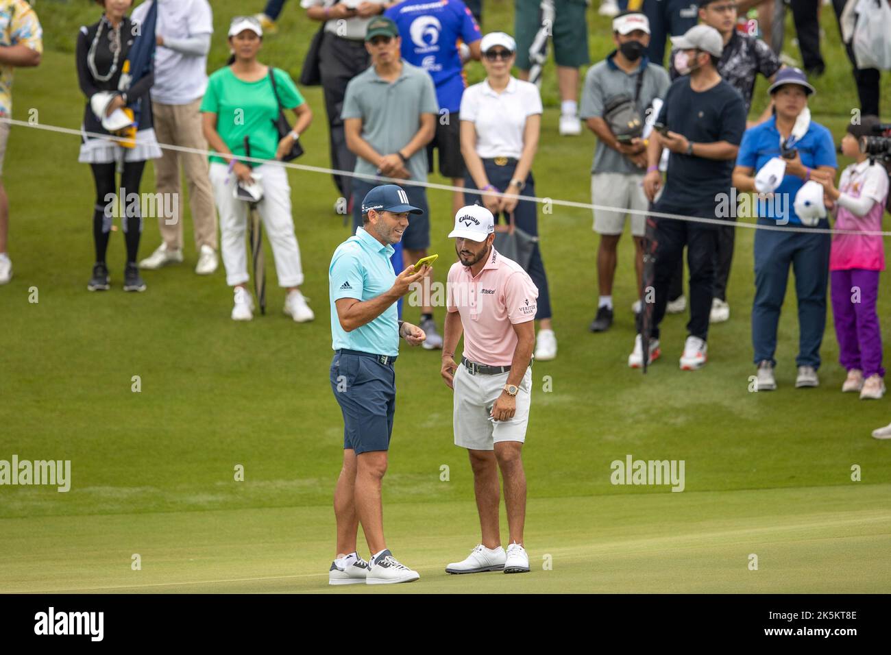 BANGKOK, THAILAND - OCTOBER 9: Sergio Garcia of Spain and Abraham Ancer ...