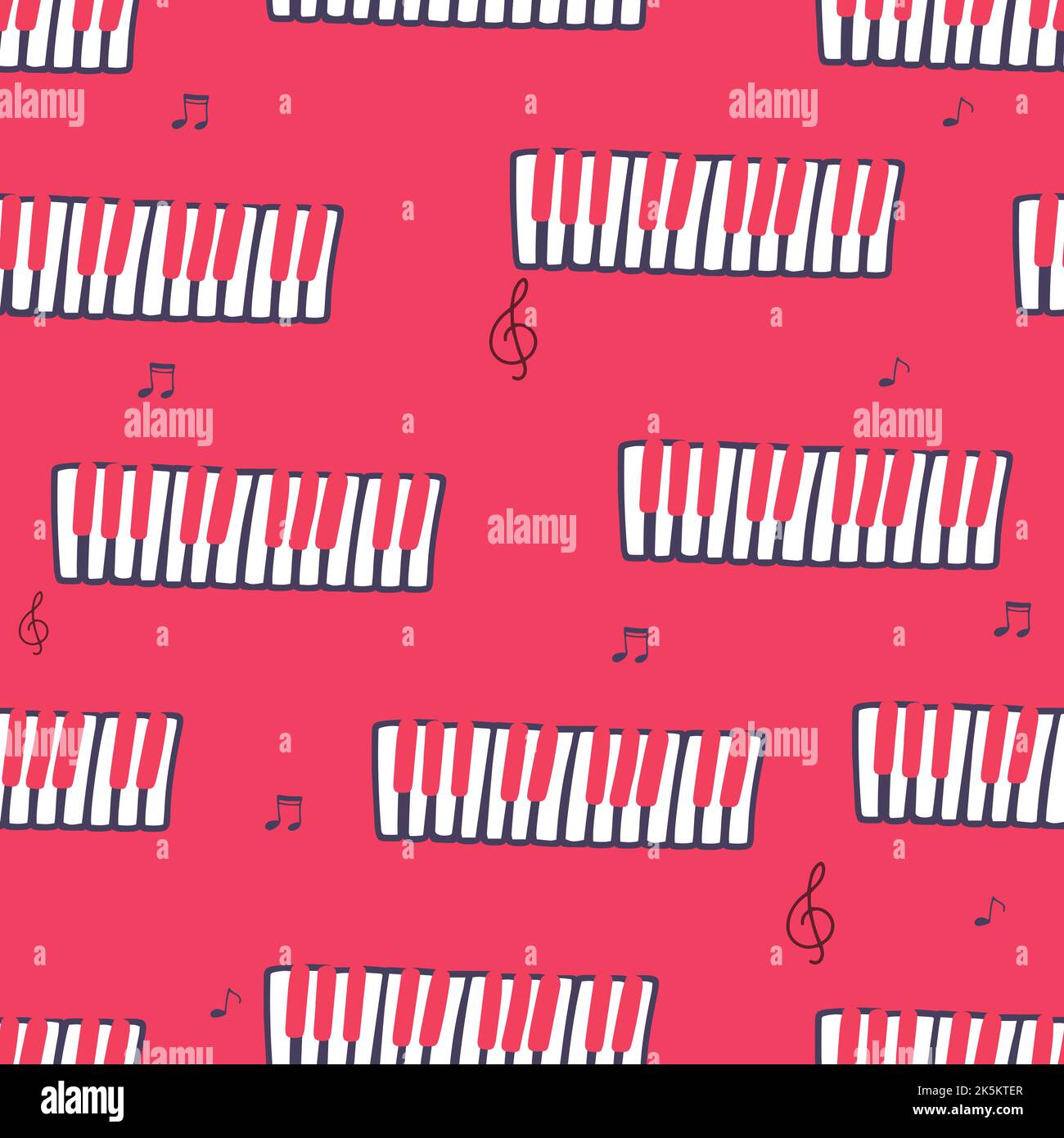 Chaotic Pianoforte musical grand piano octaves, sketch drawing. Vector ...