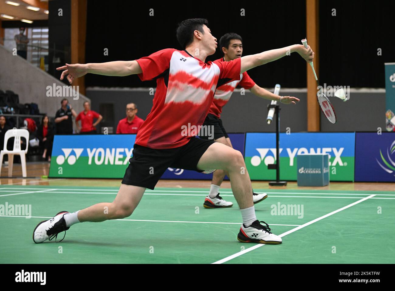 Adam Xingyu Dong (L) and Nyl Yakura (R) of Canada seen in action during ...