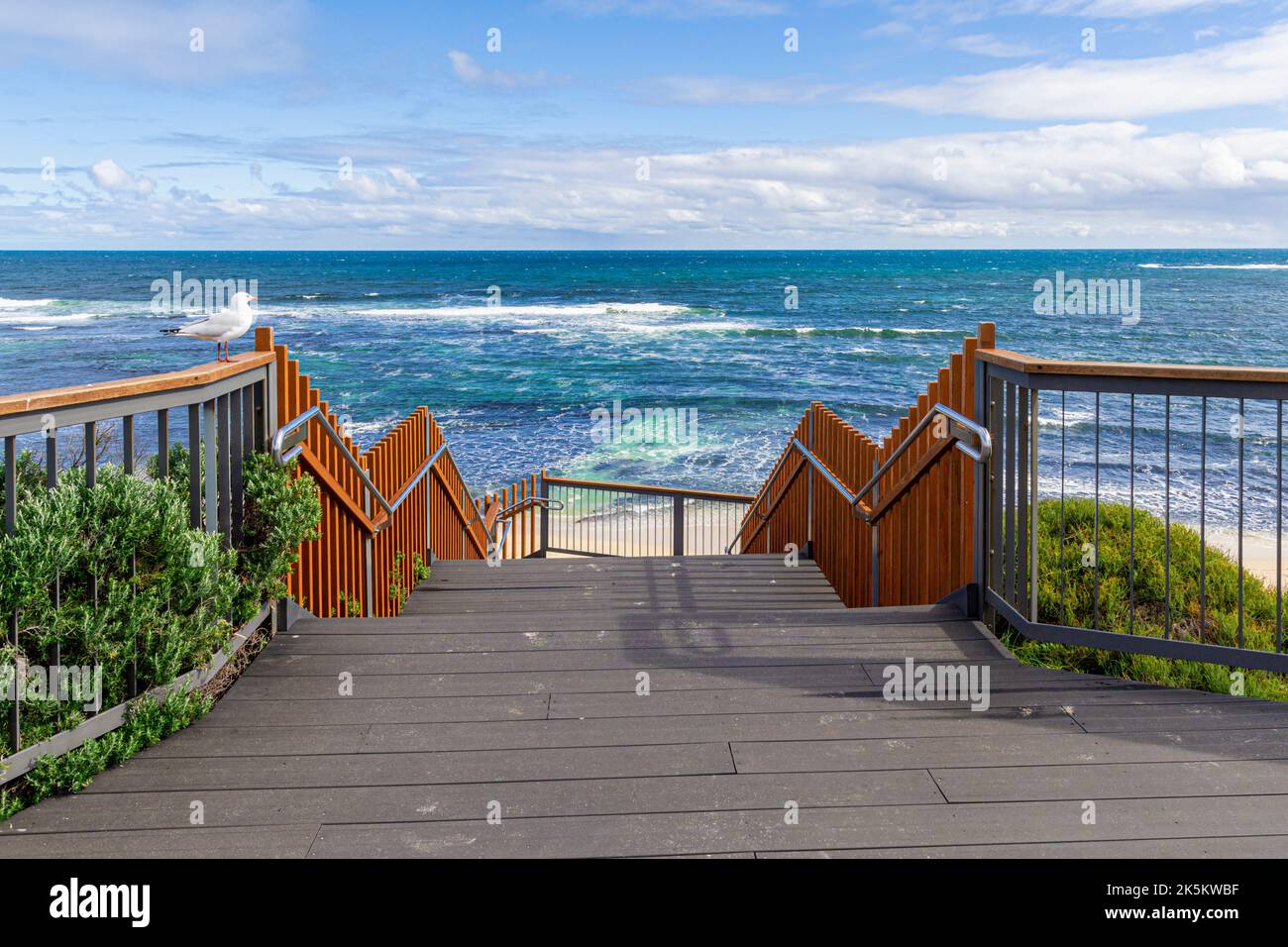 Steps down to Margaret River’s Surfers Point beach, Prevelly, Western ...