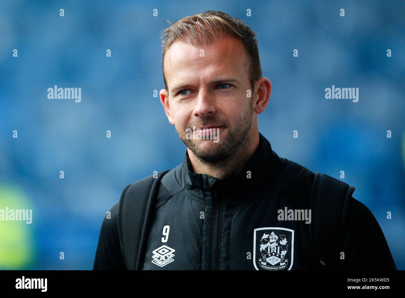 Jordan Rhodes #9 of Huddersfield Town arrives for the Sky Bet ...