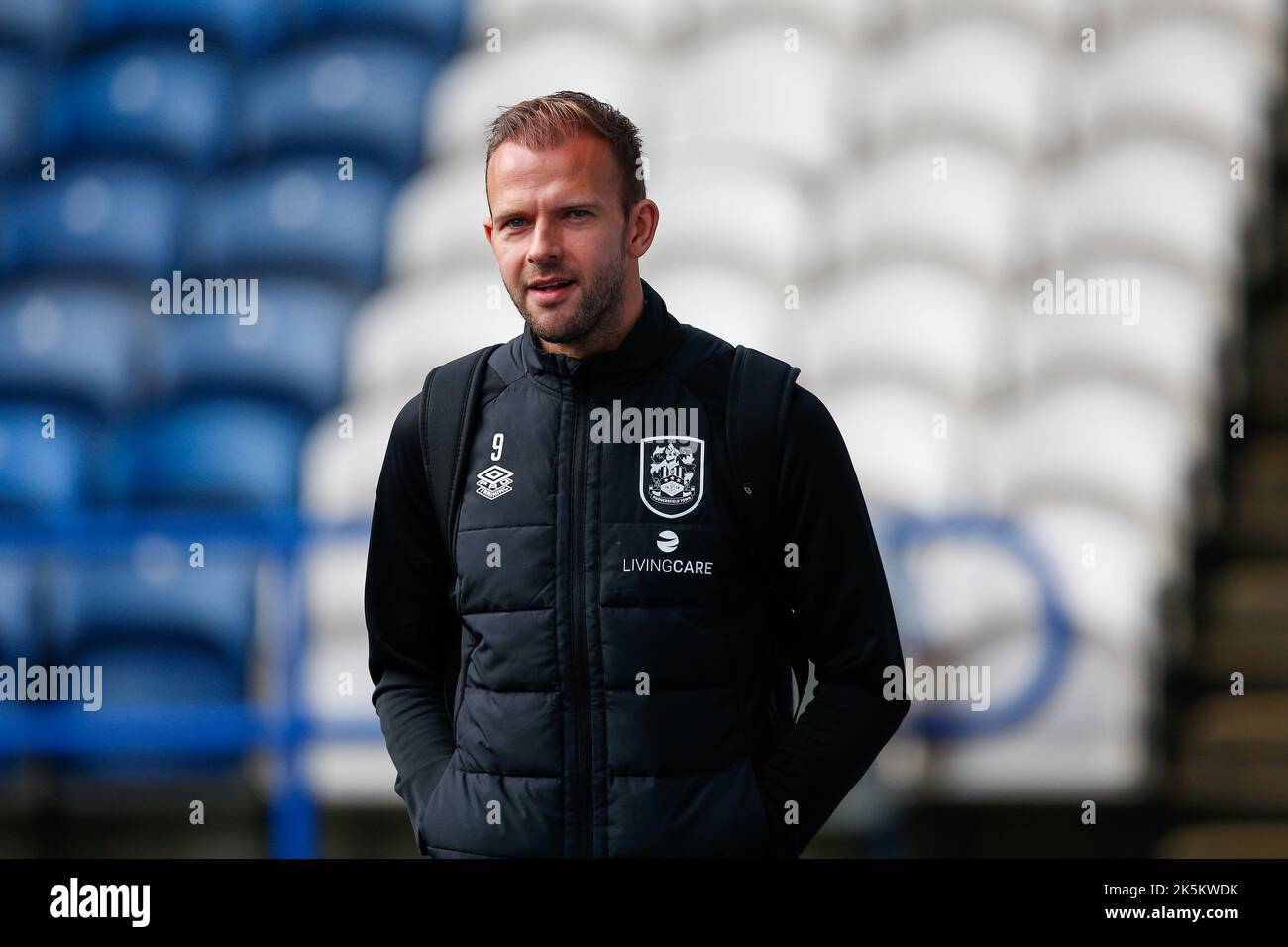 Jordan Rhodes #9 of Huddersfield Town arrives for the Sky Bet ...